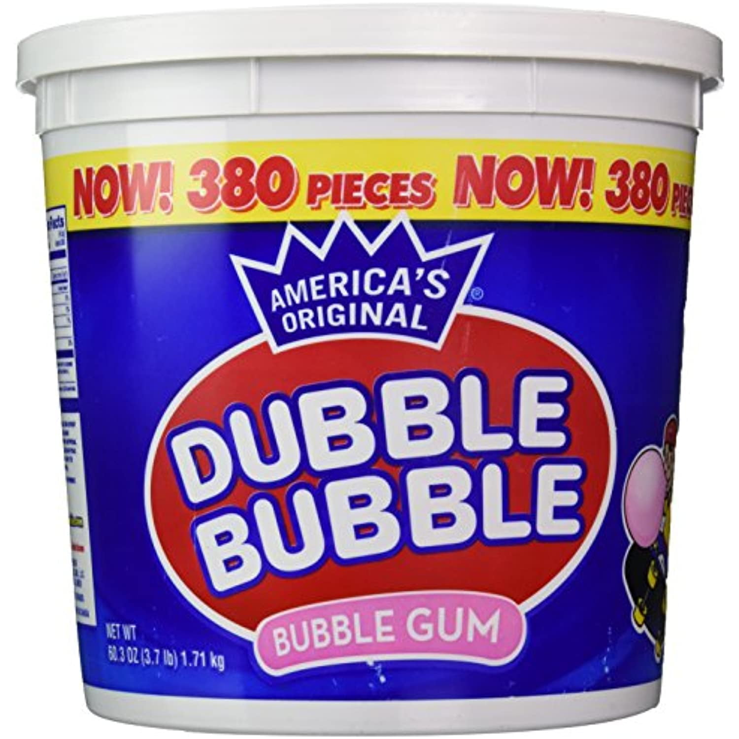 Dubble Bubble Original Flavor Gum, Bulk 380-Count Tub, 60.3 Oz (3.7 Lb ...