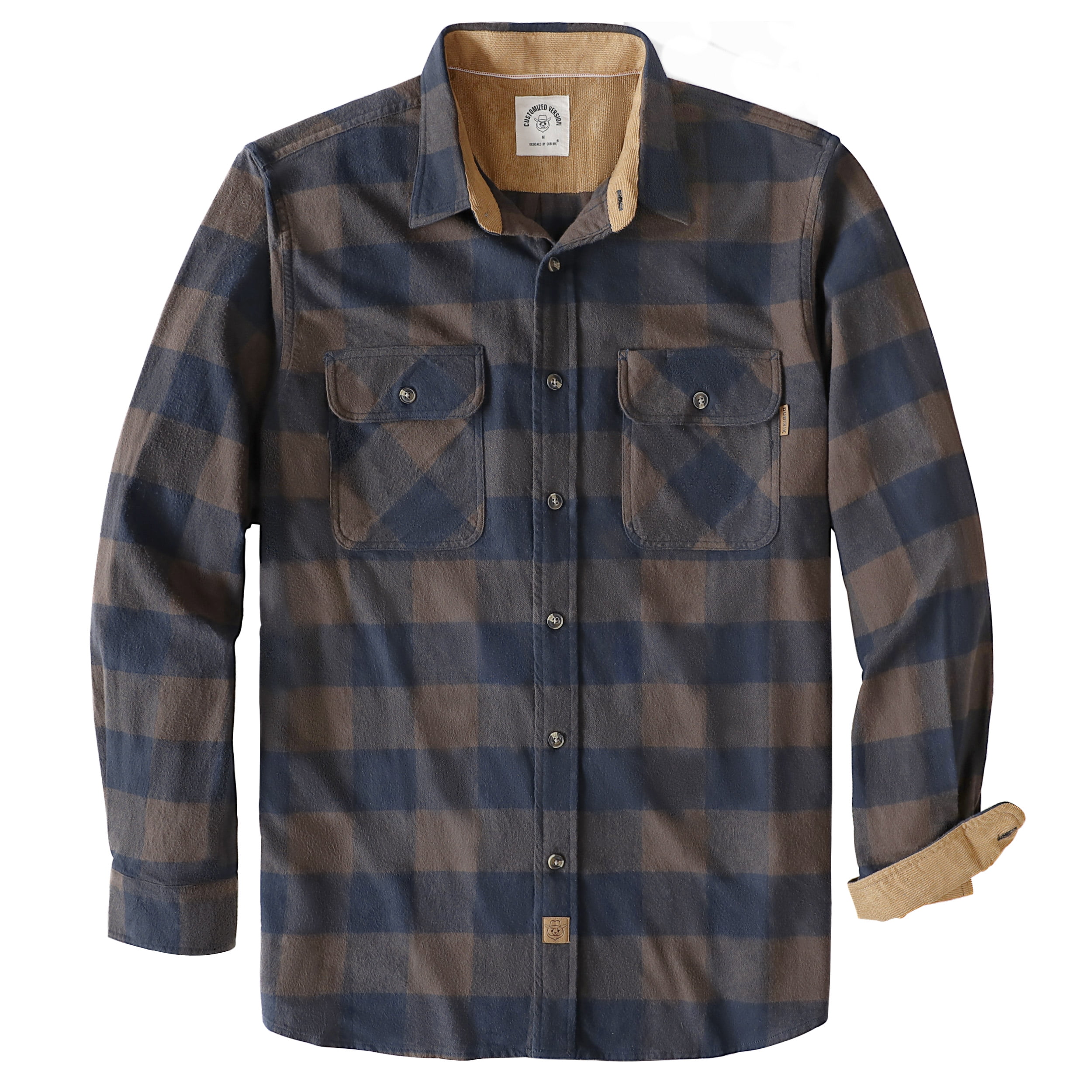 Dubinik® Mens Flannel Shirt Long Sleeve Button Down Plaid All Cotton ...