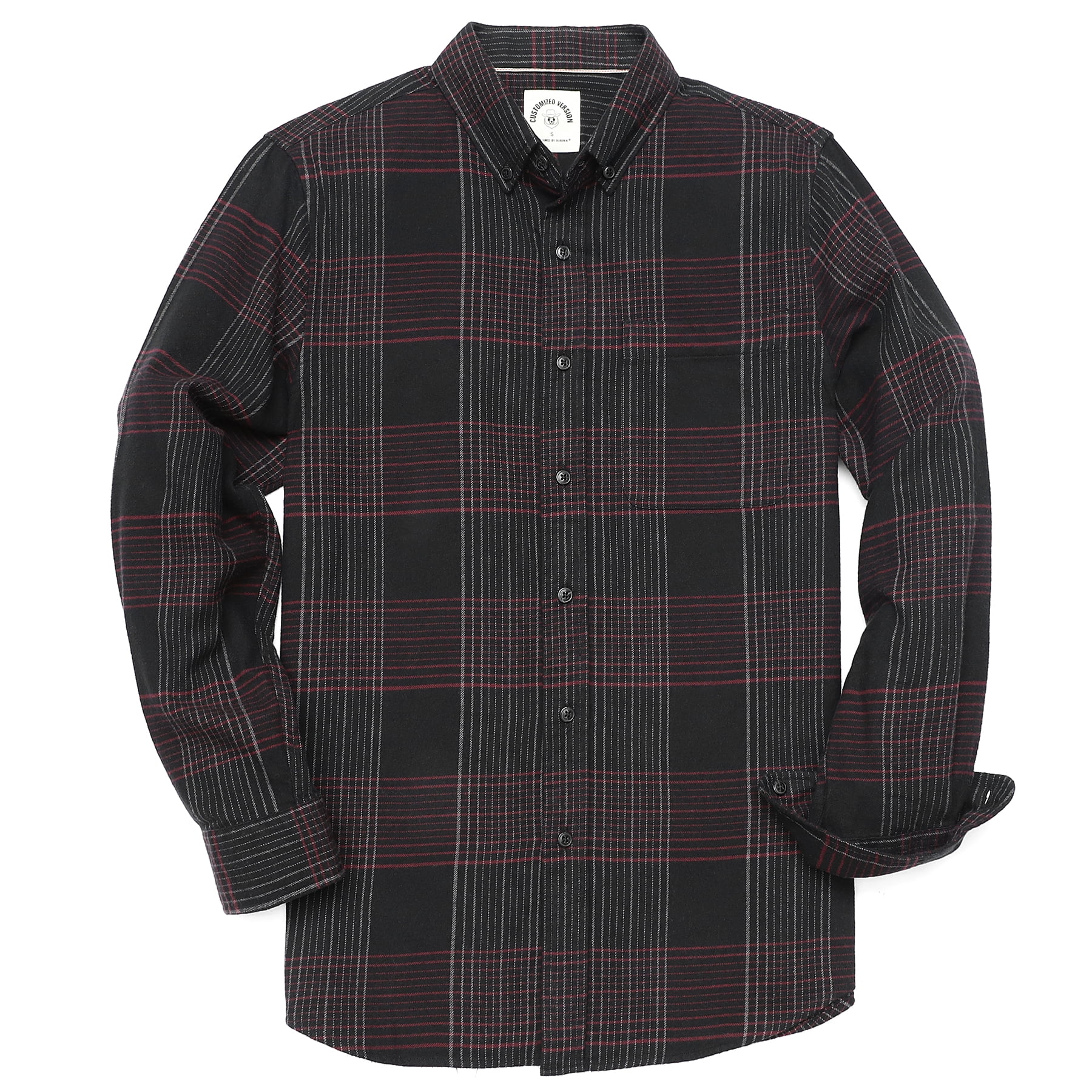 Dubinik® Mens High-Quality Cotton Flannel Shirts, Long Sleeve, Button ...