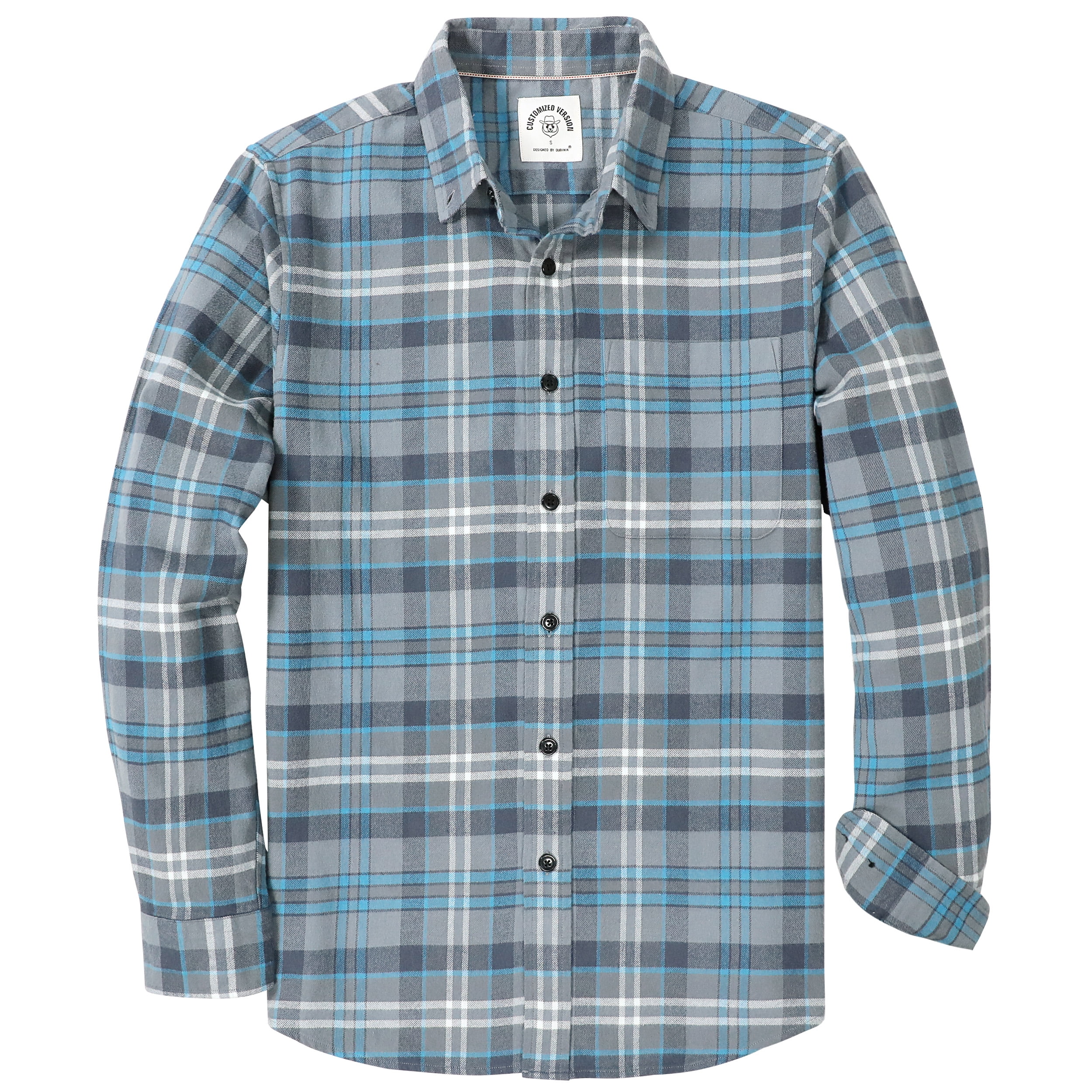 Dubinik® Mens Flannel Shirts Long Sleeve Button Down Casual Work Plaid ...