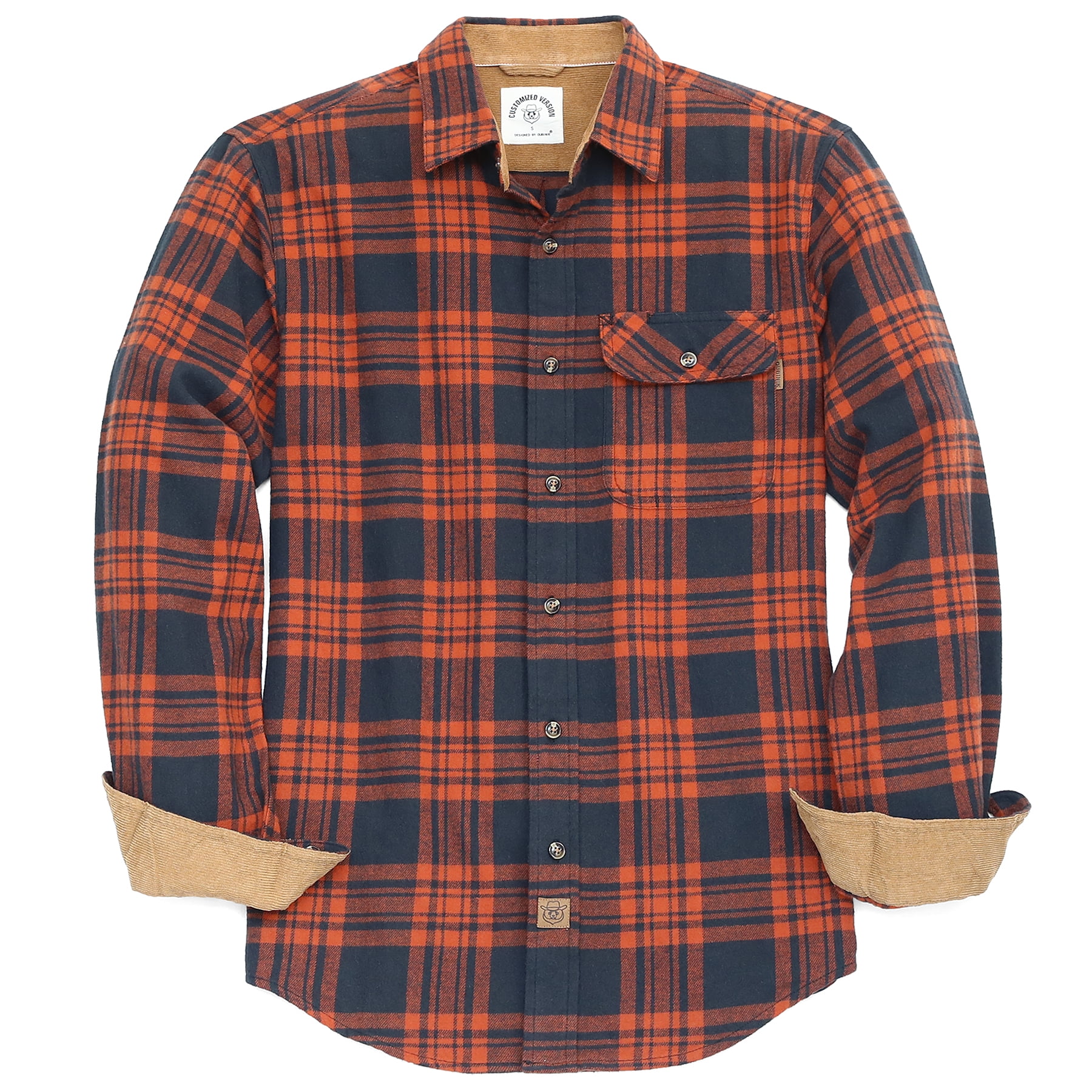 Dubinik Mens Flannel Shirts, Long Sleeve Button Down, Plaid 100% Cotton ...