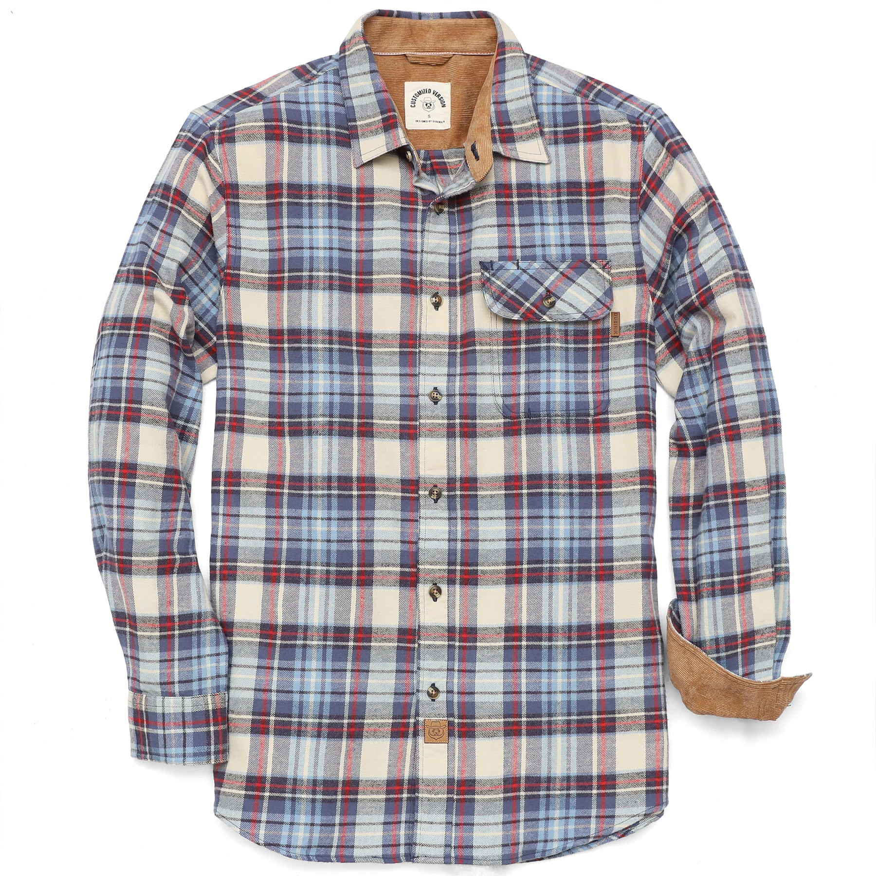 Dubinik® Men's Casual 100% Cotton Flannel Shirts, Long Sleeve, Button ...