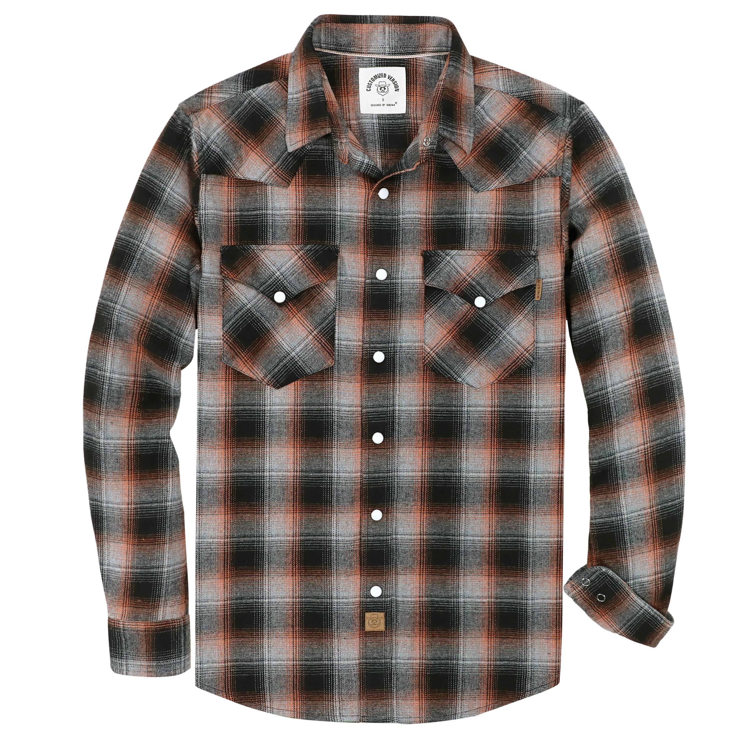 Dubinik® Mens Flannel Shirts Long Sleeve Pearl Snap Buttons Western ...