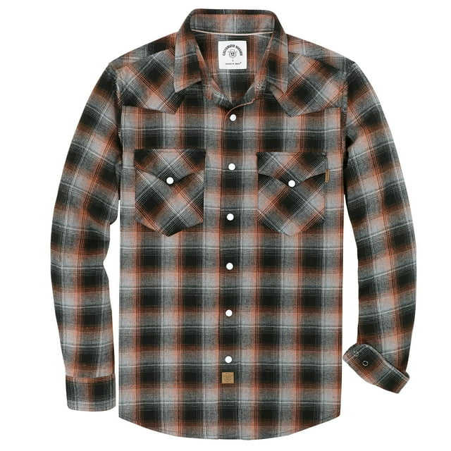 Dubinik® Mens Flannel Shirts Long Sleeve Pearl Snap Buttons Western Cowboy Vintage Work Casual ...