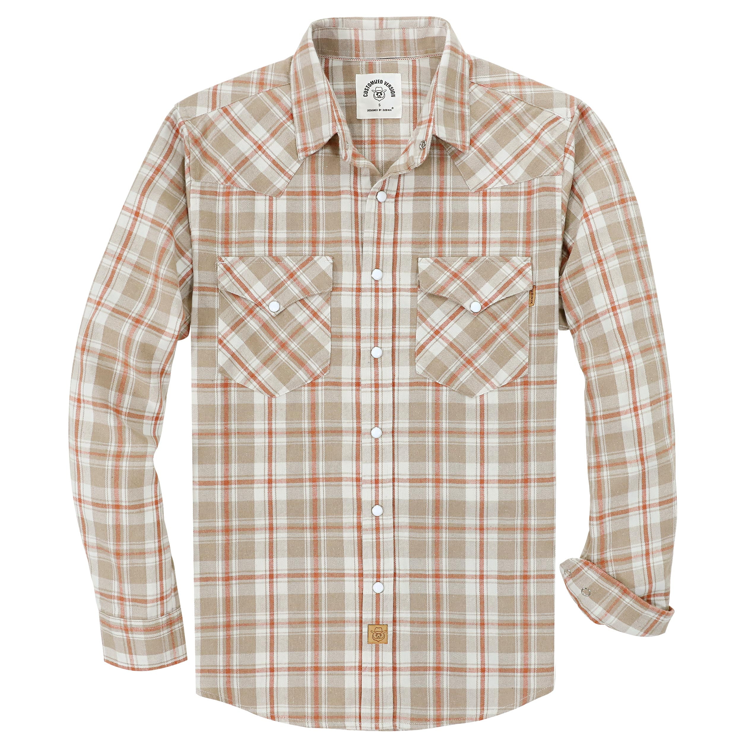 Dubinik® Mens Flannel Shirts Long Sleeve Pearl Snap Buttons Western ...