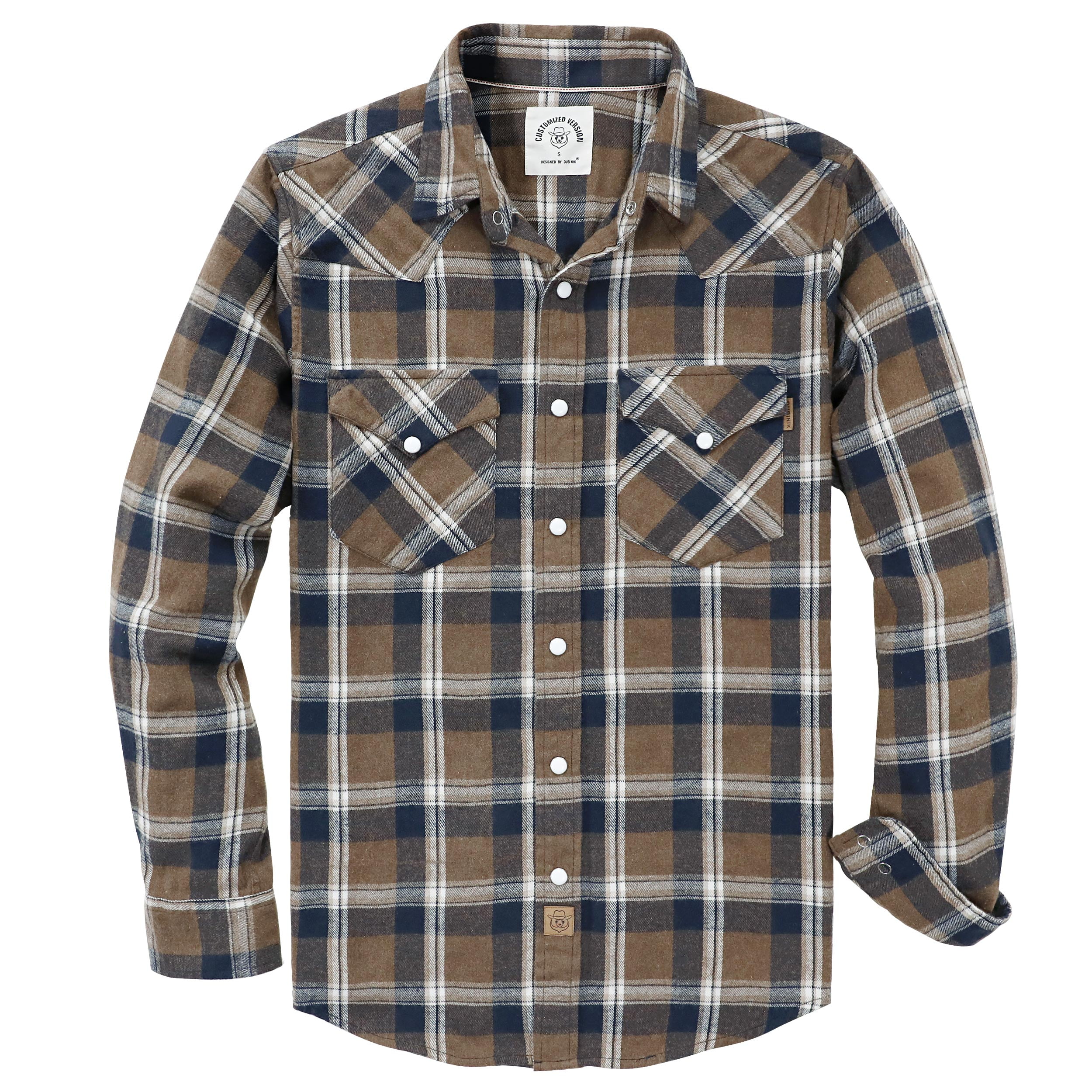 Dubinik® Men's Cotton Flannel Shirts, Long Sleeve, Pearl Snap, Western ...