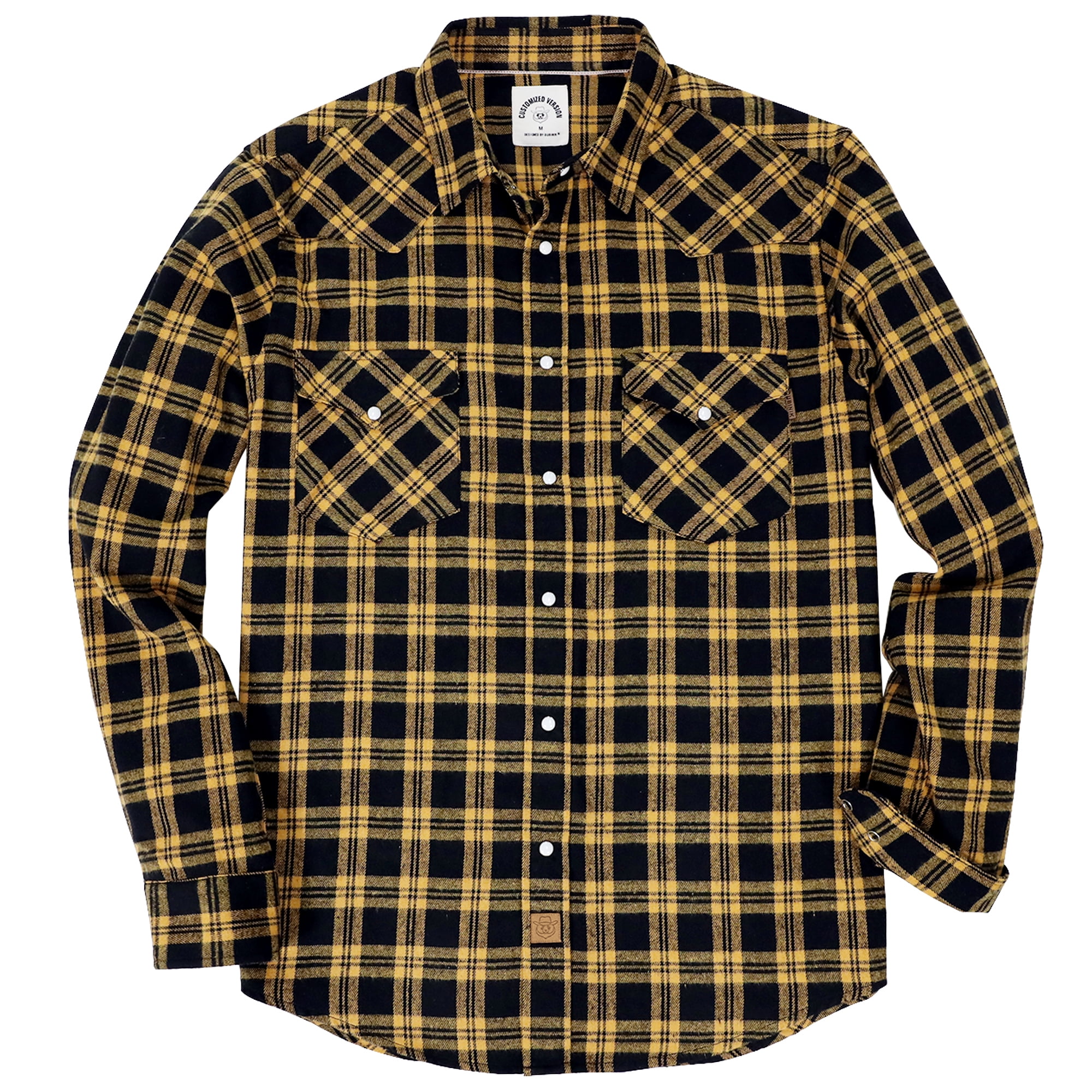 Dubinik® Mens Flannel Shirts Long Sleeve Pearl Snap Buttons Western