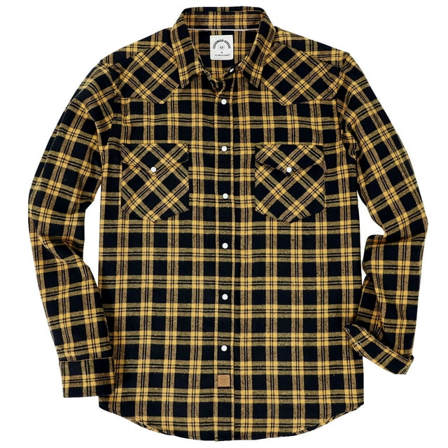 Dubinik® Mens Flannel Shirts Long Sleeve Pearl Snap Buttons Western ...