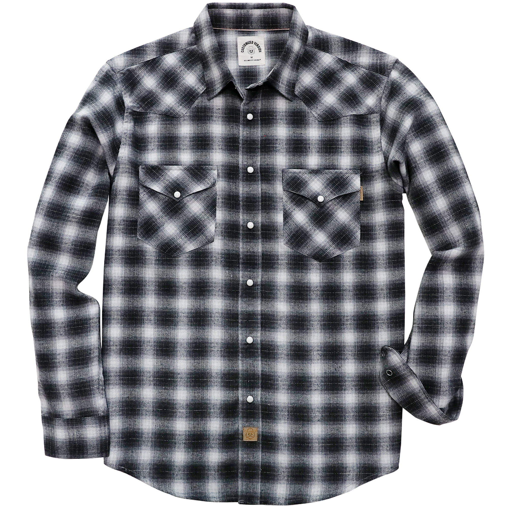 Dubinik® Men's Cotton Flannel Shirts, Long Sleeve, Pearl Snap Buttons ...