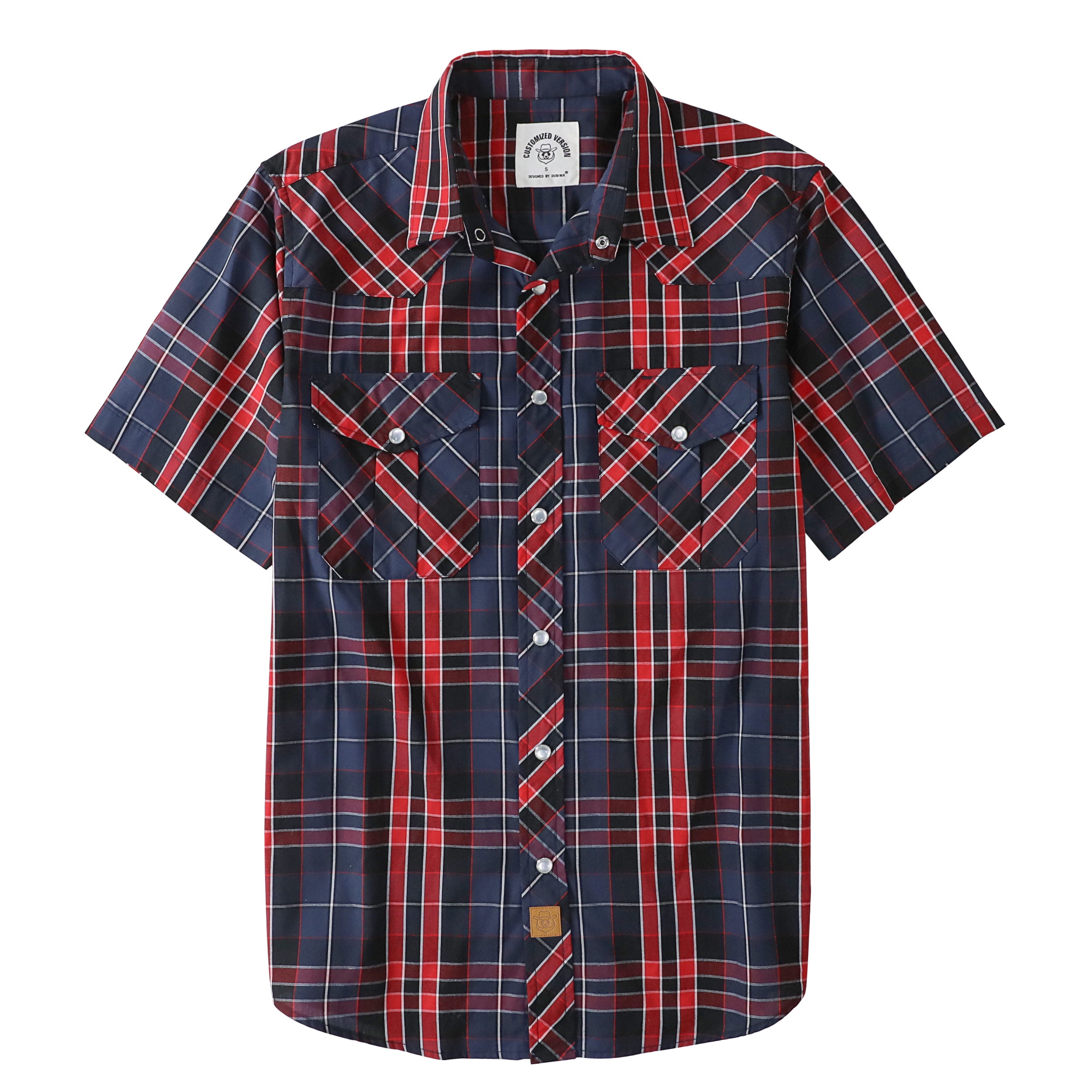 Dubinik® Western Shirts for Men Short Sleeve Plaid Pearl Snap Shirts ...