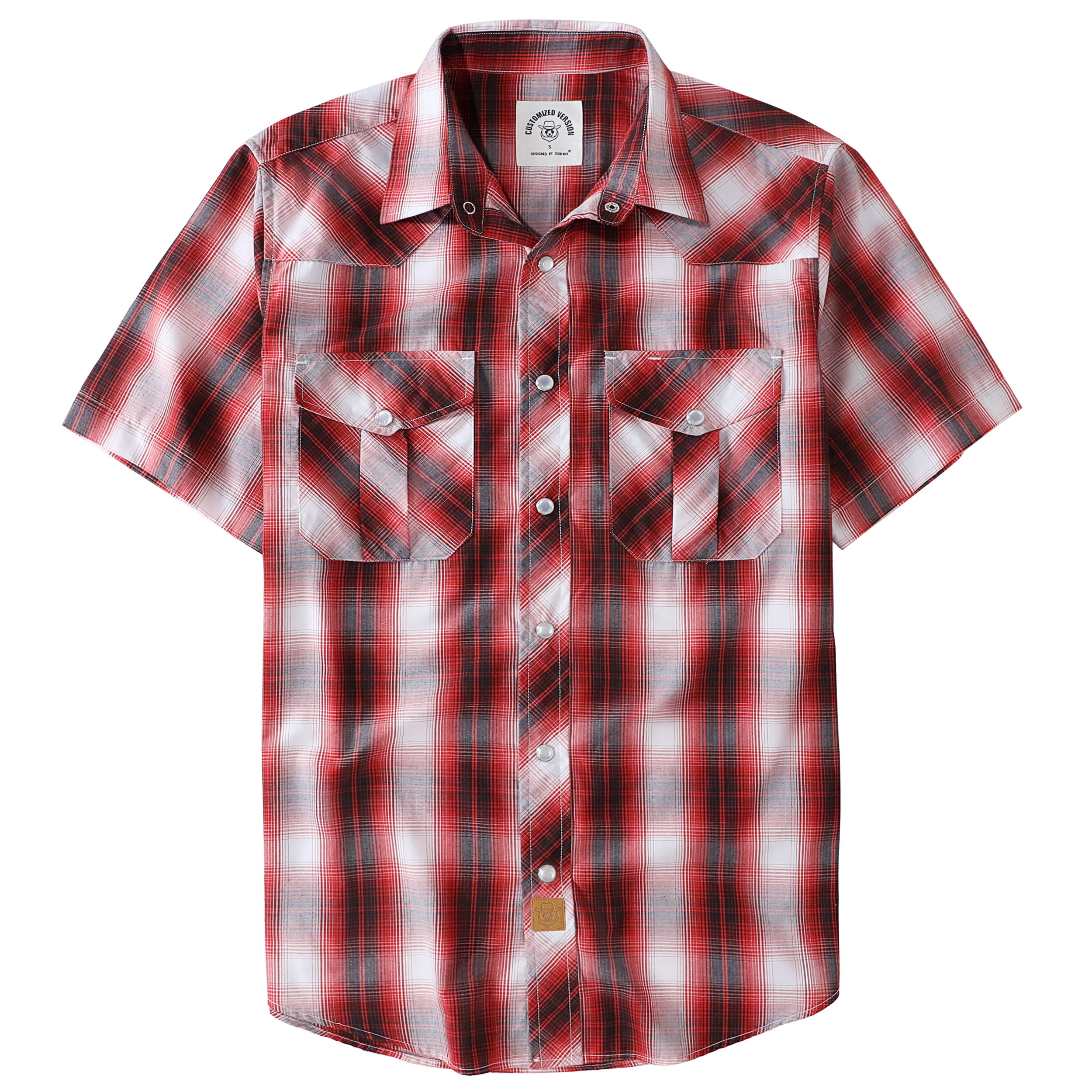 Dubinik® Western Shirts for Men Short Sleeve Plaid Pearl Snap Shirts ...