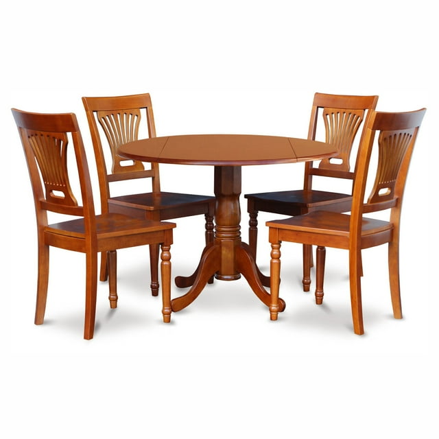 Dublin 5 Piece Drop Leaf Dining Table Set with Plainview Wooden Seat ...
