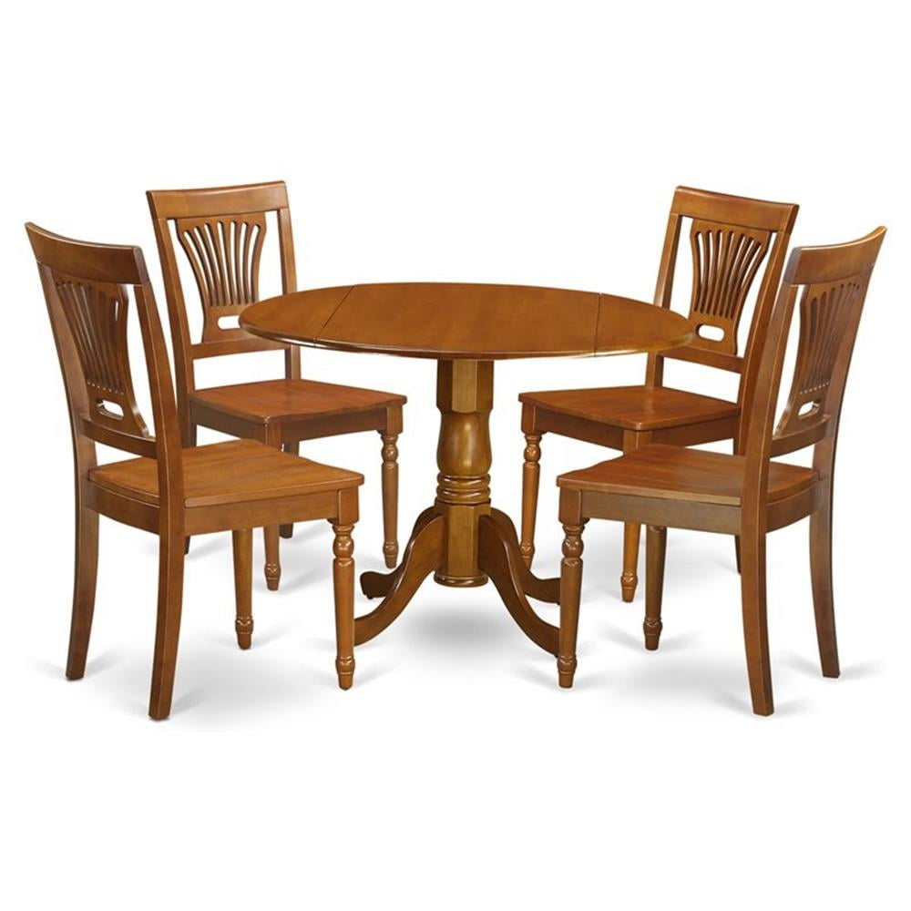 Dublin 5 Piece Drop Leaf Dining Table Set with Plainview Wooden Seat ...