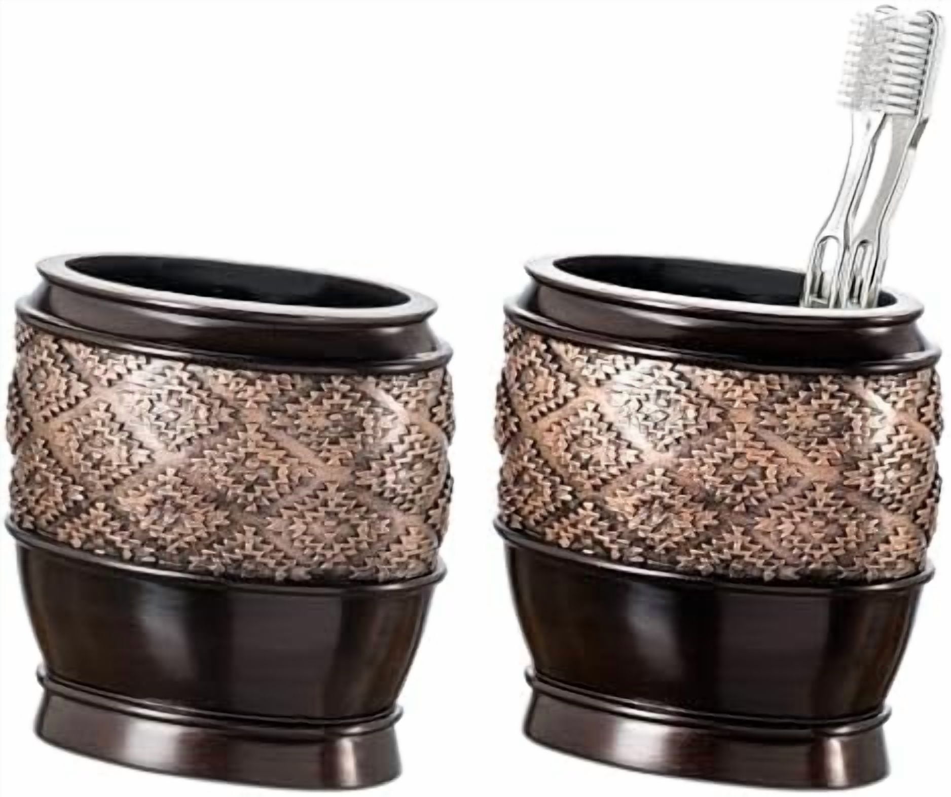 Dublin Brown Toothbrush Holders for Bathrooms Set of 2 - Bathroom ...