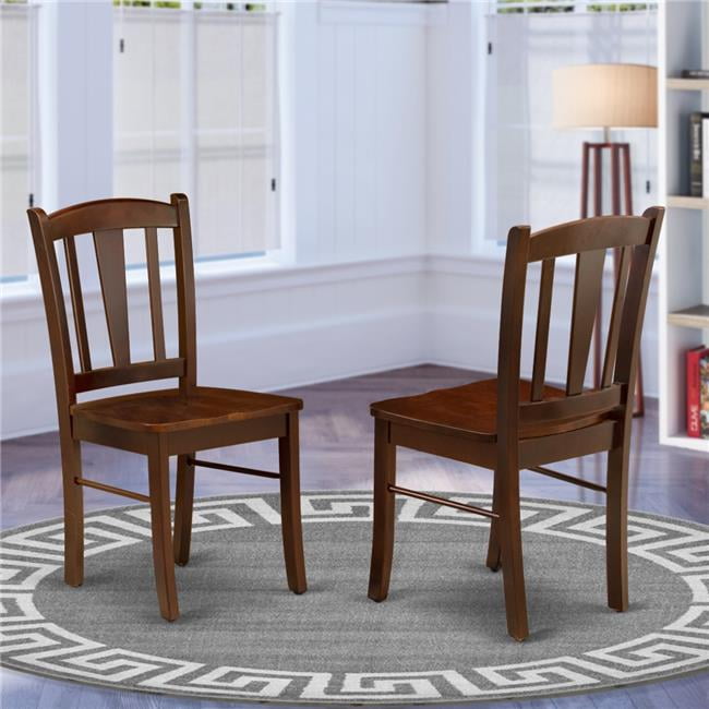 Dublin Solid Kitchen Wooden Dining Room Chair, Sturdy Wood Seat, Mahogany Finish - Set of 2 ...