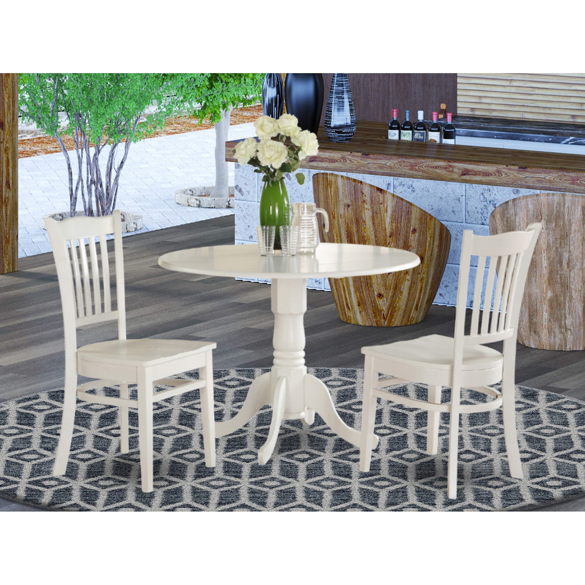 Dublin Drop Leaf Small Dinette Set - Compact Size, Asian Solid Wood ...