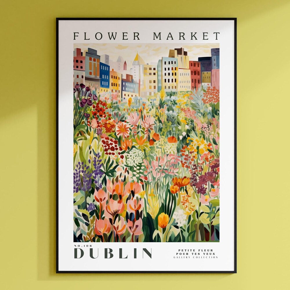 Dublin Flower Market Poster, Ireland Travel Art, Large Modern Poster ...