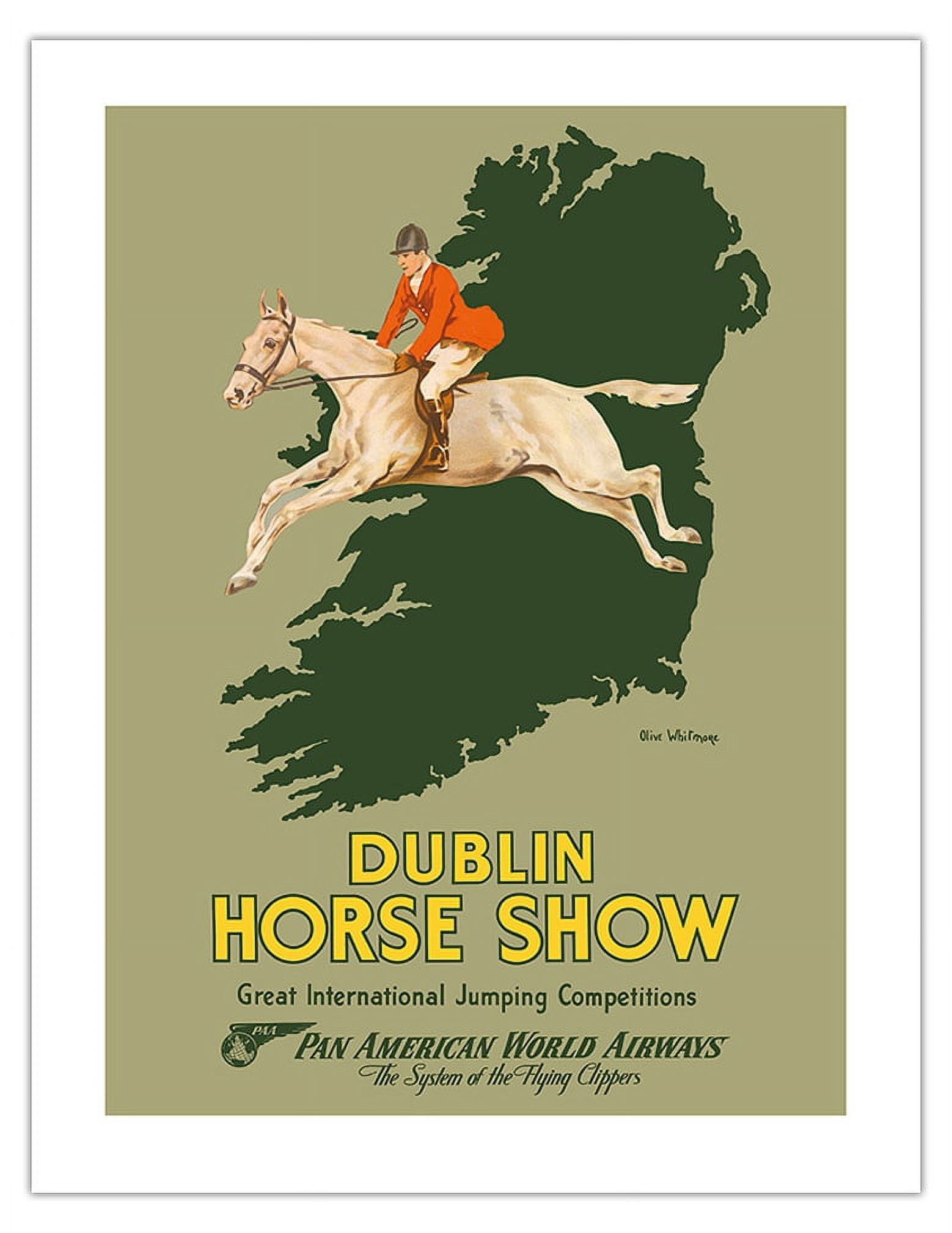 Dublin Horse Show- 1954 - Vintage Airline Travel Poster by Olive ...