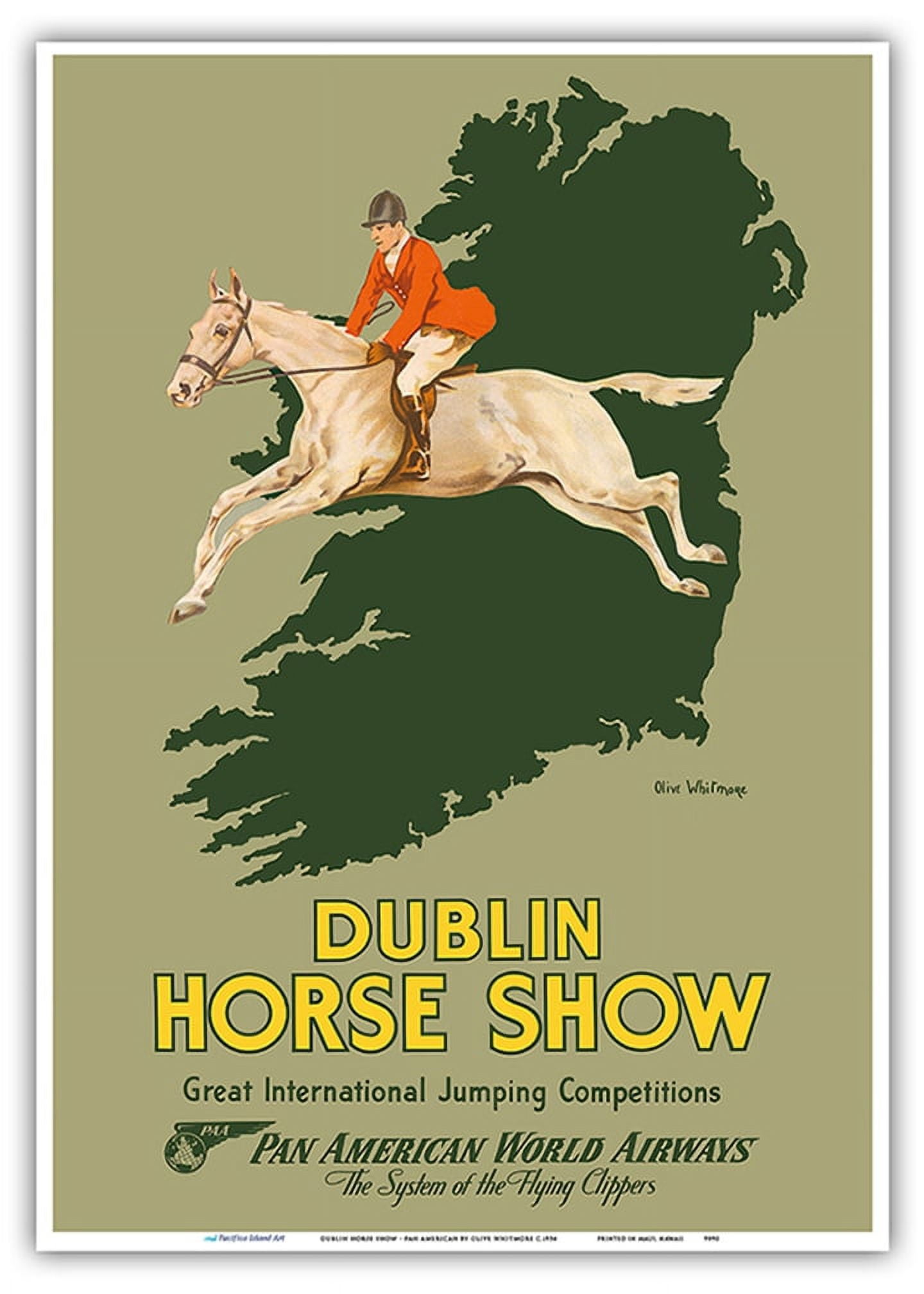 Dublin Horse Show- 1954 - Vintage Airline Travel Poster by Olive ...