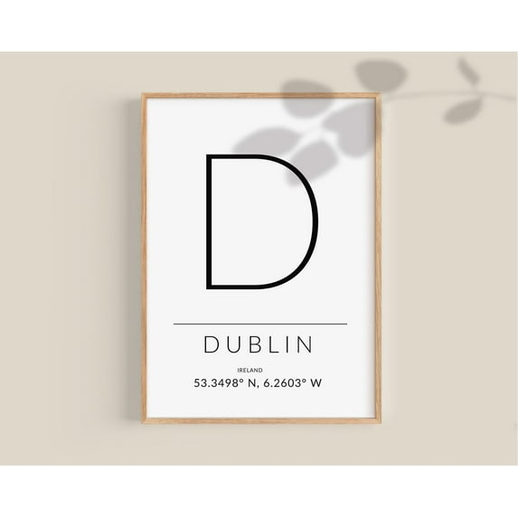 Dublin Ireland Modern Typography GPS Coordinates Art Poster, Unframed ...