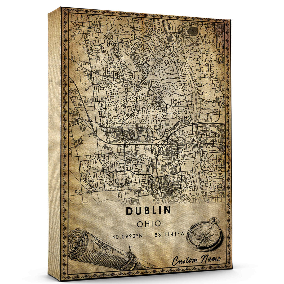 Dublin Map Poster, Ohio Map Art Poster, Canvas, Dublin Map City vintage ...