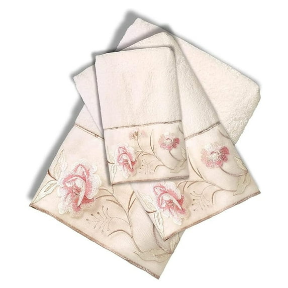 Dublin Rose Collection 3-Piece Towel Set - Soft & Absorbent Cotton ...