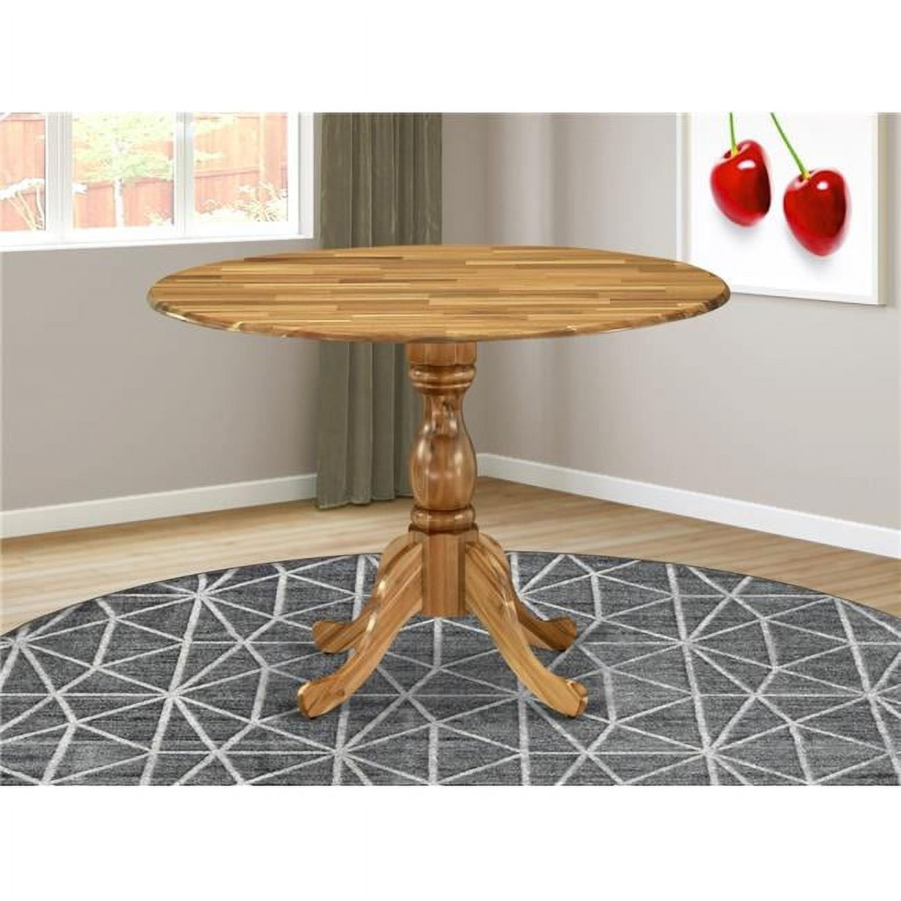 Dublin Round Modern Dining Table with Natural Acacia Table Top Surface ...