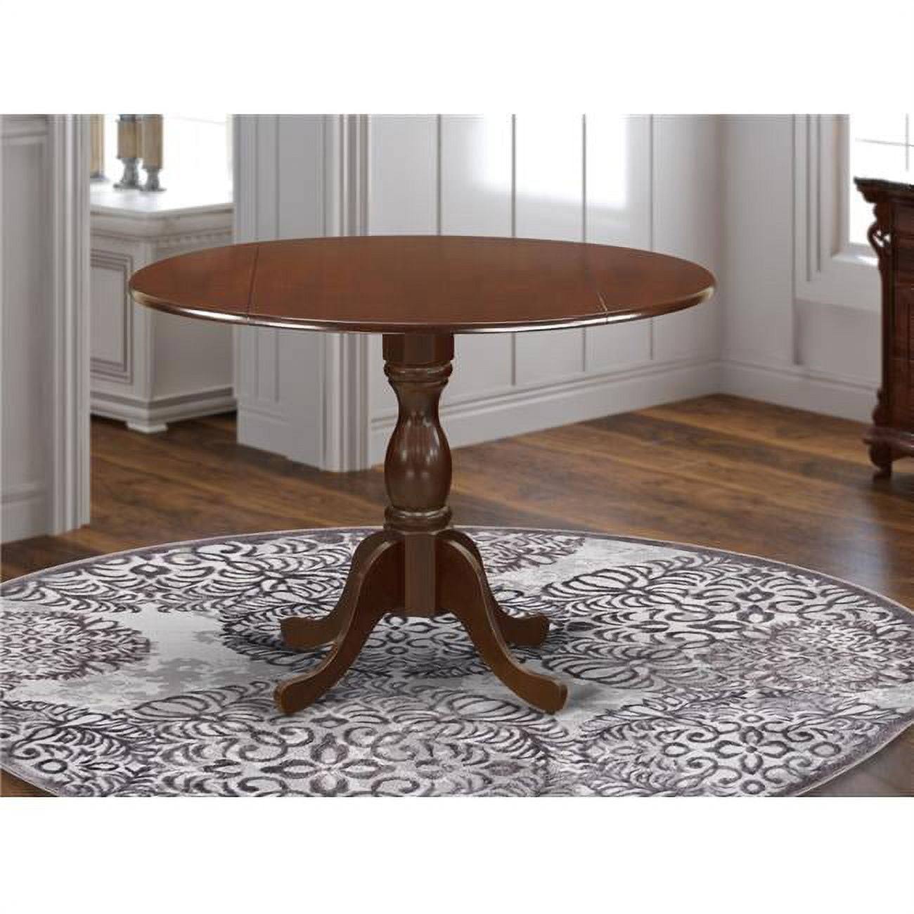 Dublin Round Table with Mahogany Drops Leave Table Top Surface & Asian ...