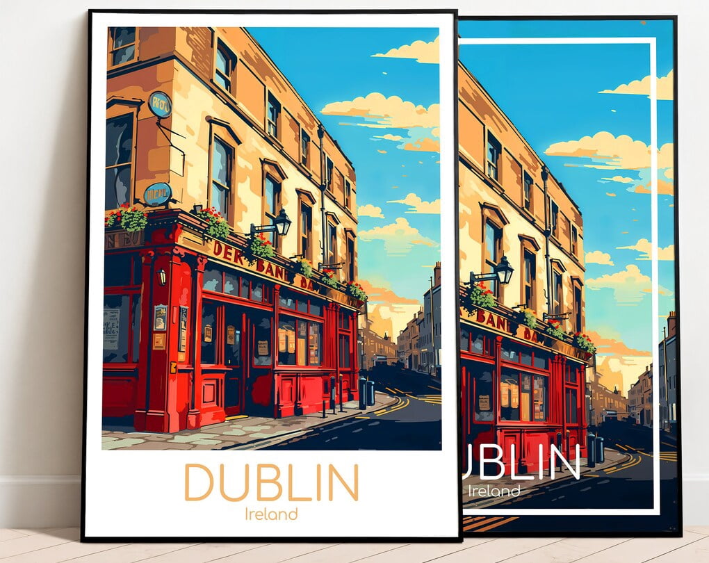 Dublin Travel Poster Dublin Print Wall Art Ireland Vintage Poster ...