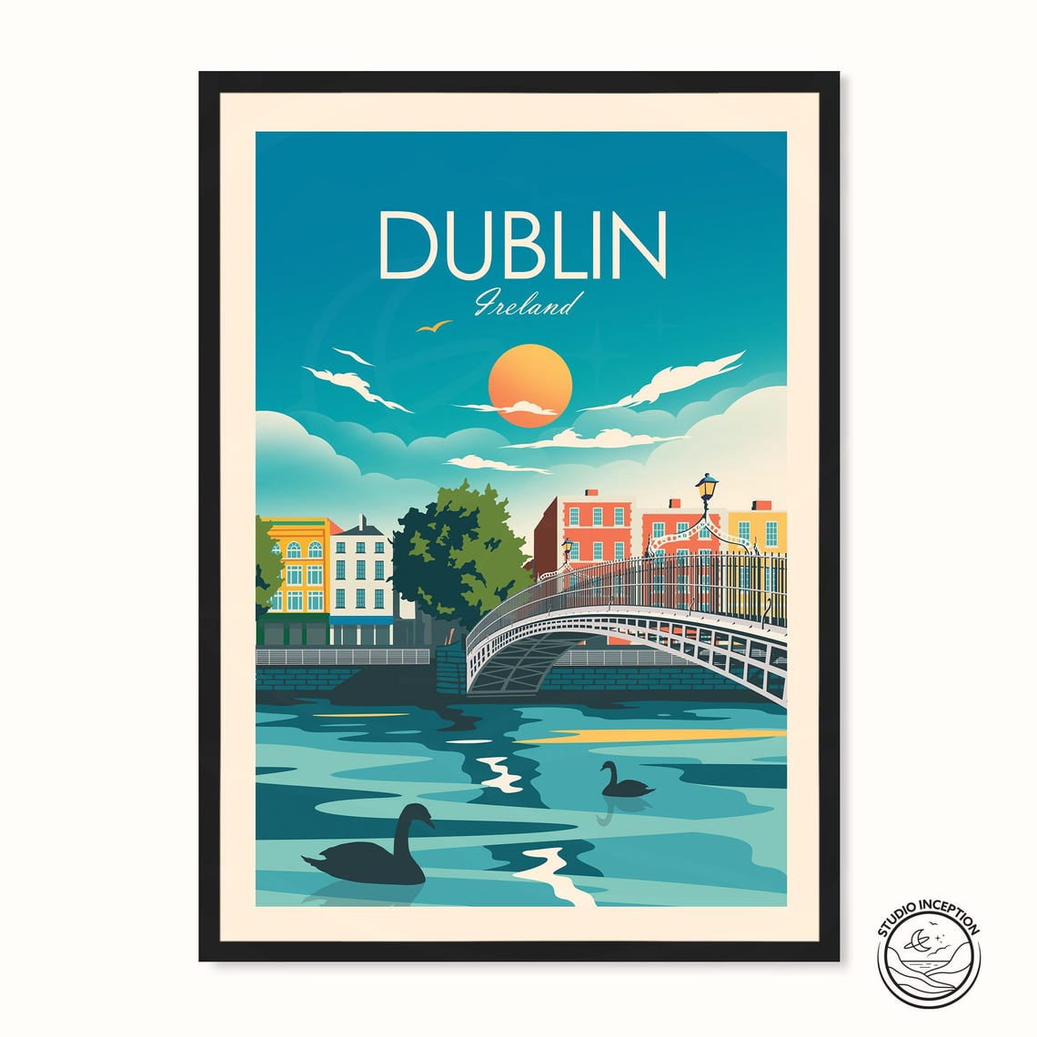 Dublin Travel Print, Ireland Wall Art, Unframed Paper Poster 24x36in ...