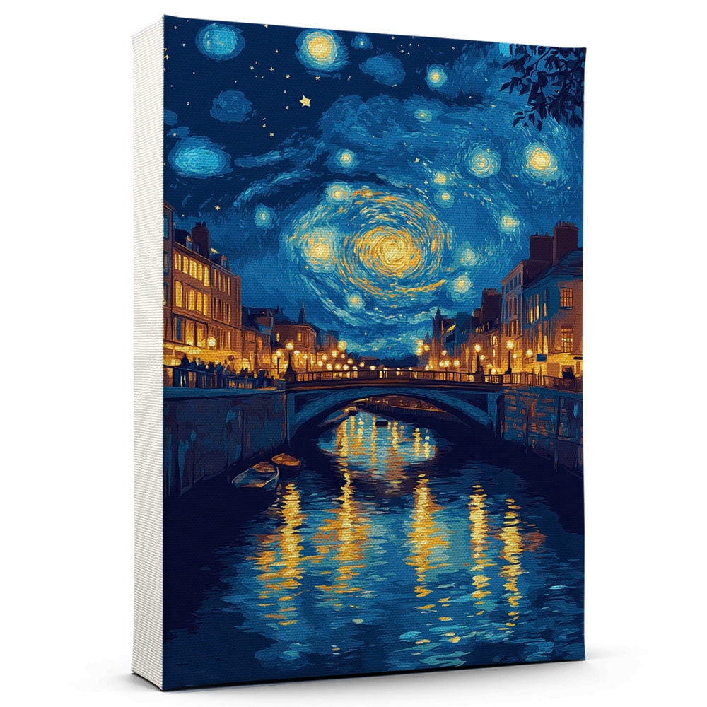 Dublins Travel Canvas Art Print, Ireland Wall Canvas Starry Night ...