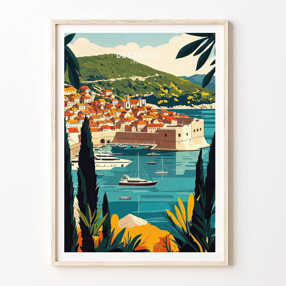 Dubrovnik Croatia Travel Poster, Dubrovnik Croatia City Wall Art ...