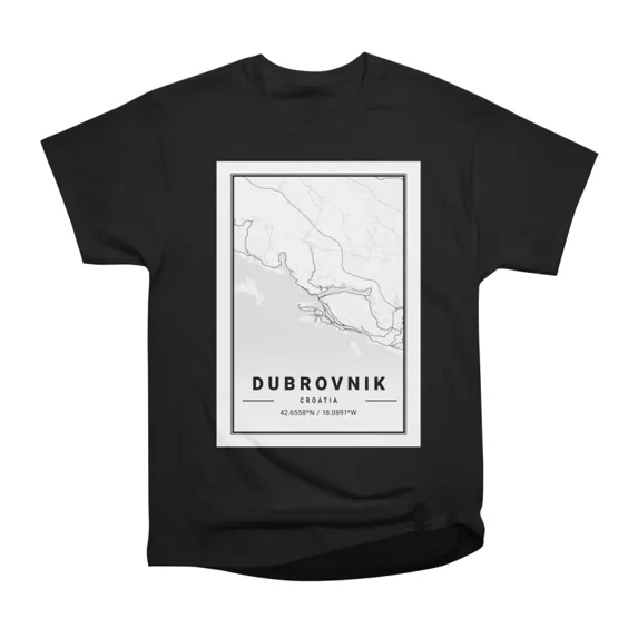 Dubrovnik Light City Map T-Shirt Tee Gift For Him Merch For Her Apparel ...