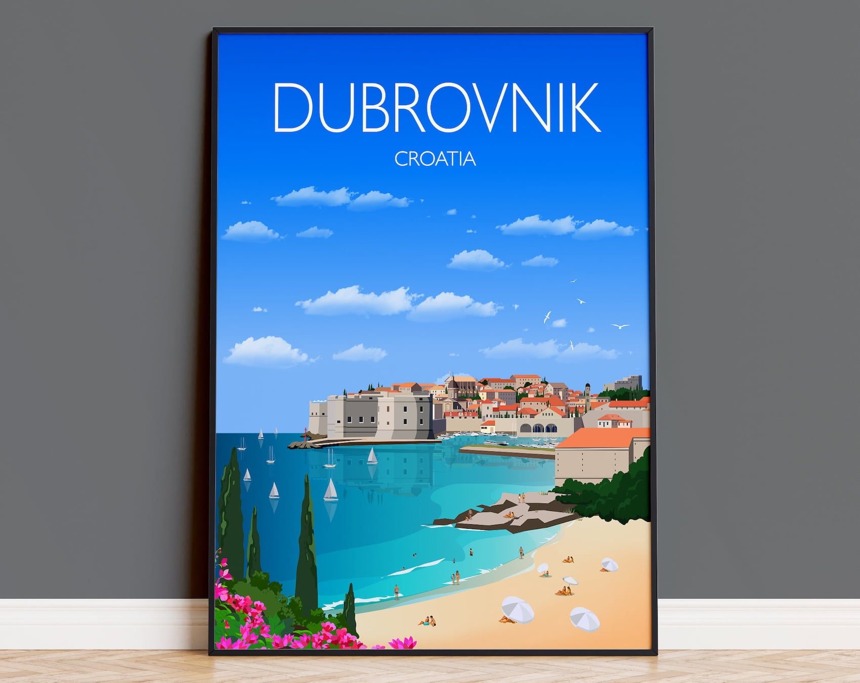 Dubrovnik Travel Poster Wall Art, Travel Print of Dubrovnik, Dubrovnik ...