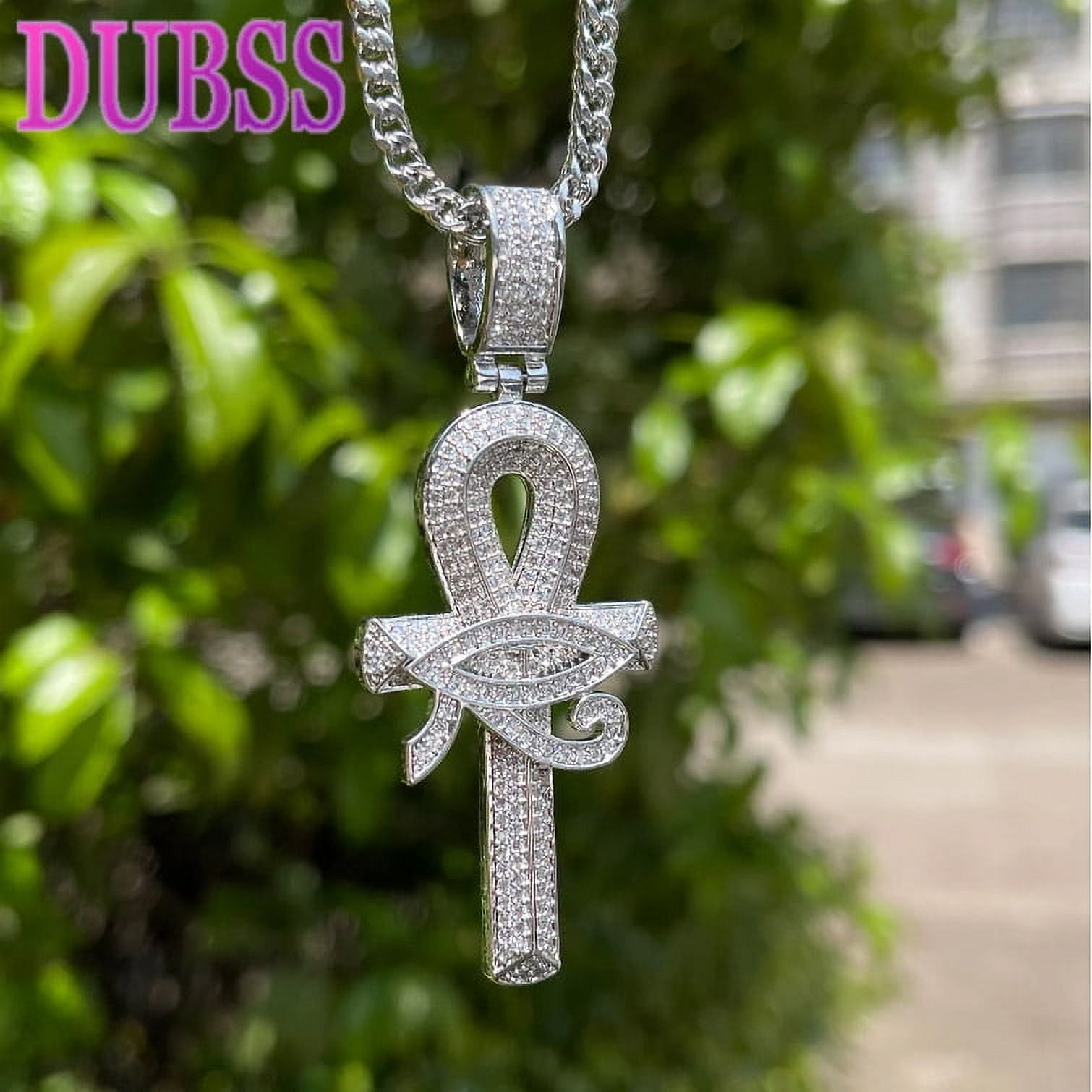 Dubss Eye of Horus Ankh Cross Pendant Necklace Chain for Men Cubic ...