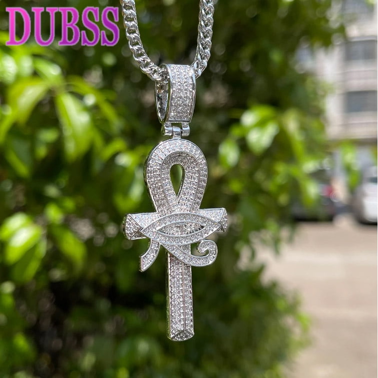 Dubss Eye of Horus Ankh Cross Pendant Necklace Chain for Men Cubic ...