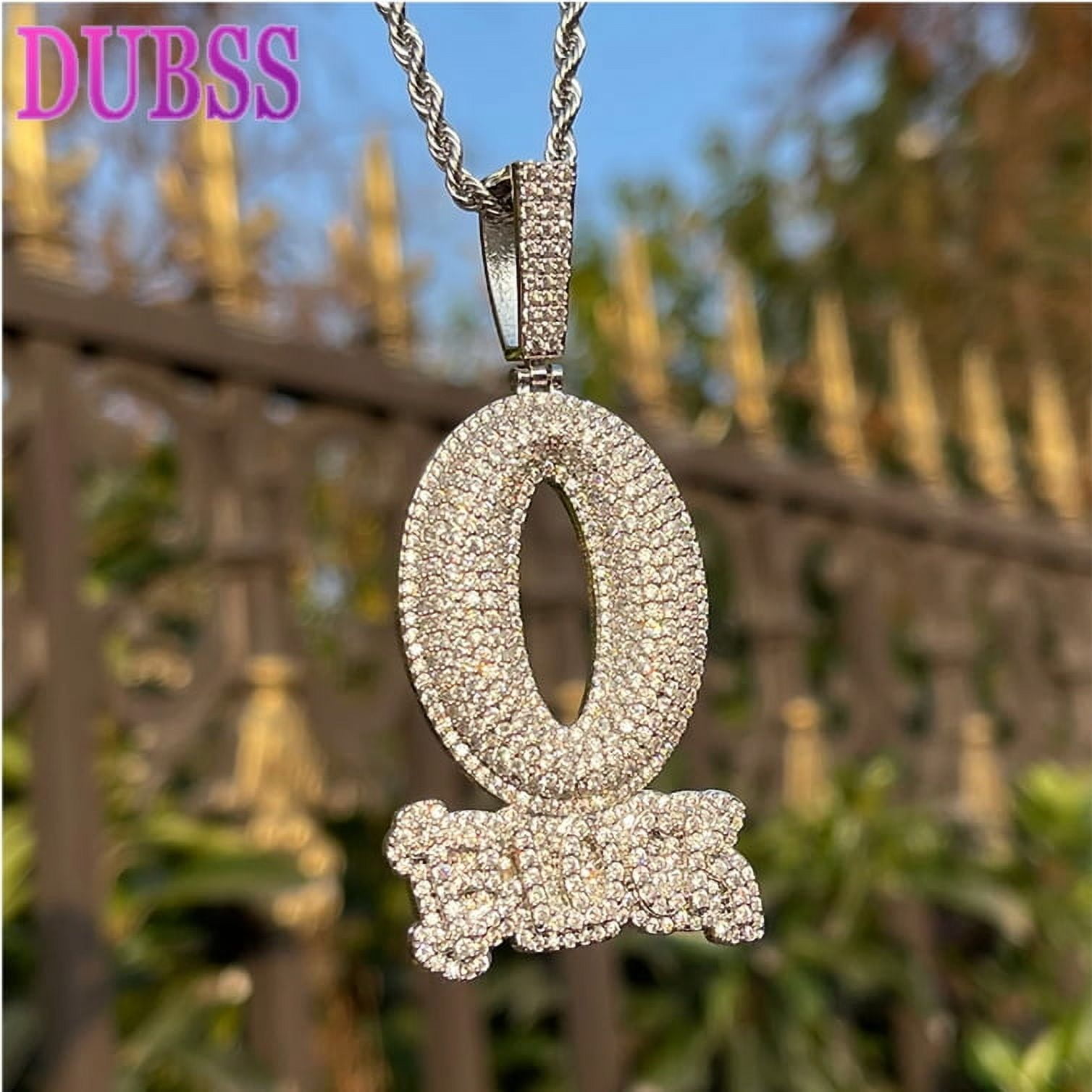 Dubss Iced Out O Block Pendant Real Gold Plated Cubic Zirconia Micro ...