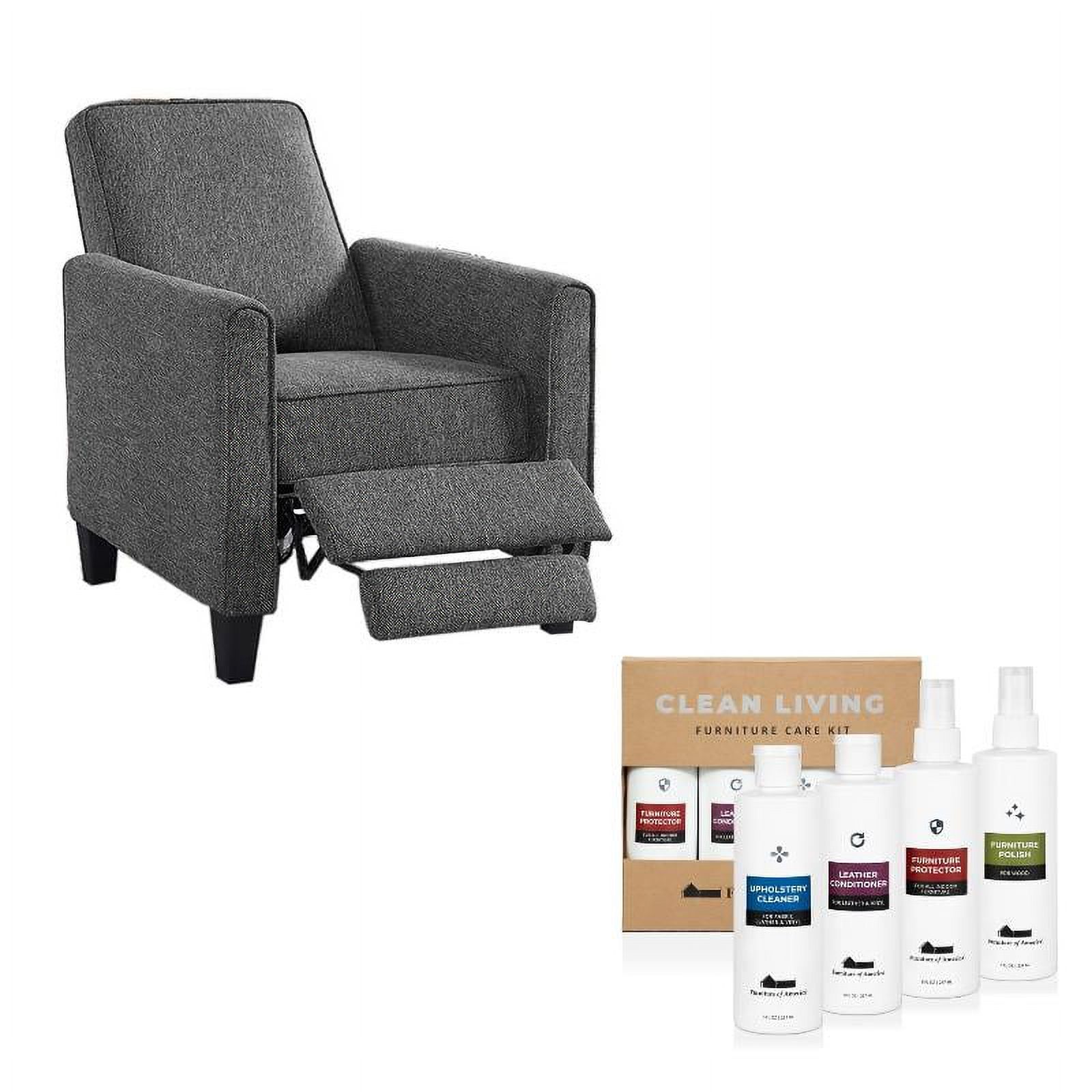 Ducee Transitional 2-Piece Gray Fabric Push Back Chair and Cleaning ...