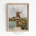 Duch Windmill Wall Art Country Landscape Lake Vintage Print Rustic ...