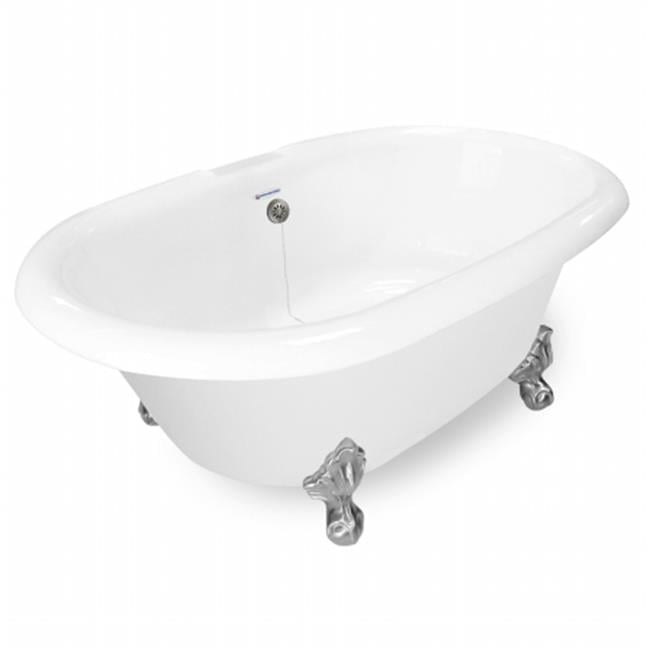 Duchess 72 in. White Acrastone Tub & Drain, No Faucet Holes, White ...