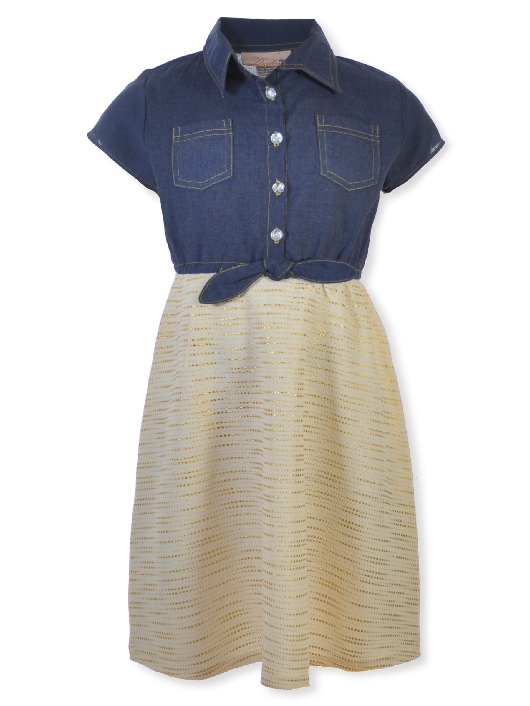 Duchess Girls' Chambray Dress Color: ivory Size: 10 - Walmart.com