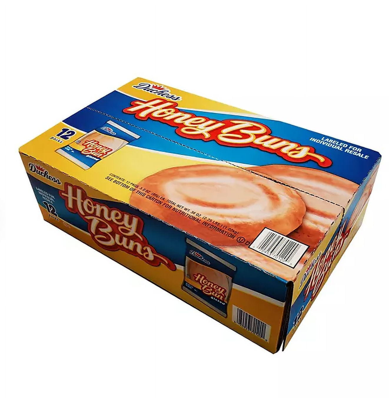 Duchess Honey Buns, Sweet Pastry, 3 oz Each, Frosting, Portable, 12 ...