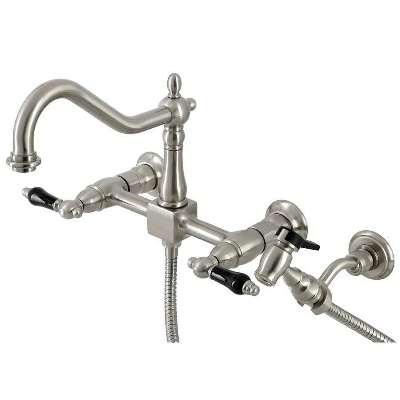 Duchess Wall Mount Bridge Kitchen Faucet with Brass Spray, Brushed ...