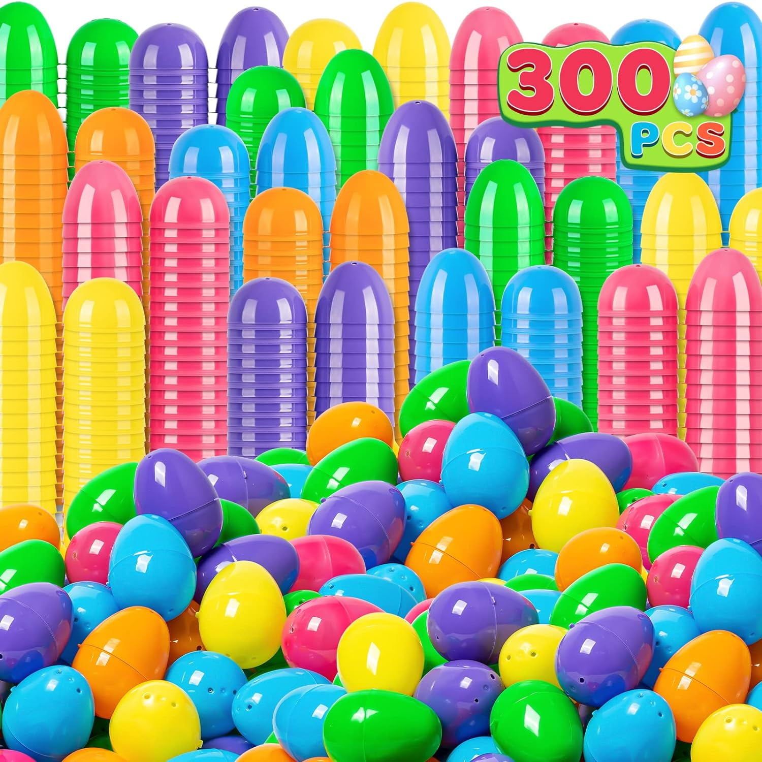 Duchong 300 Plastic Easter Eggs Bulk, 2.4“Empty Easter Eggs with Hinge ...