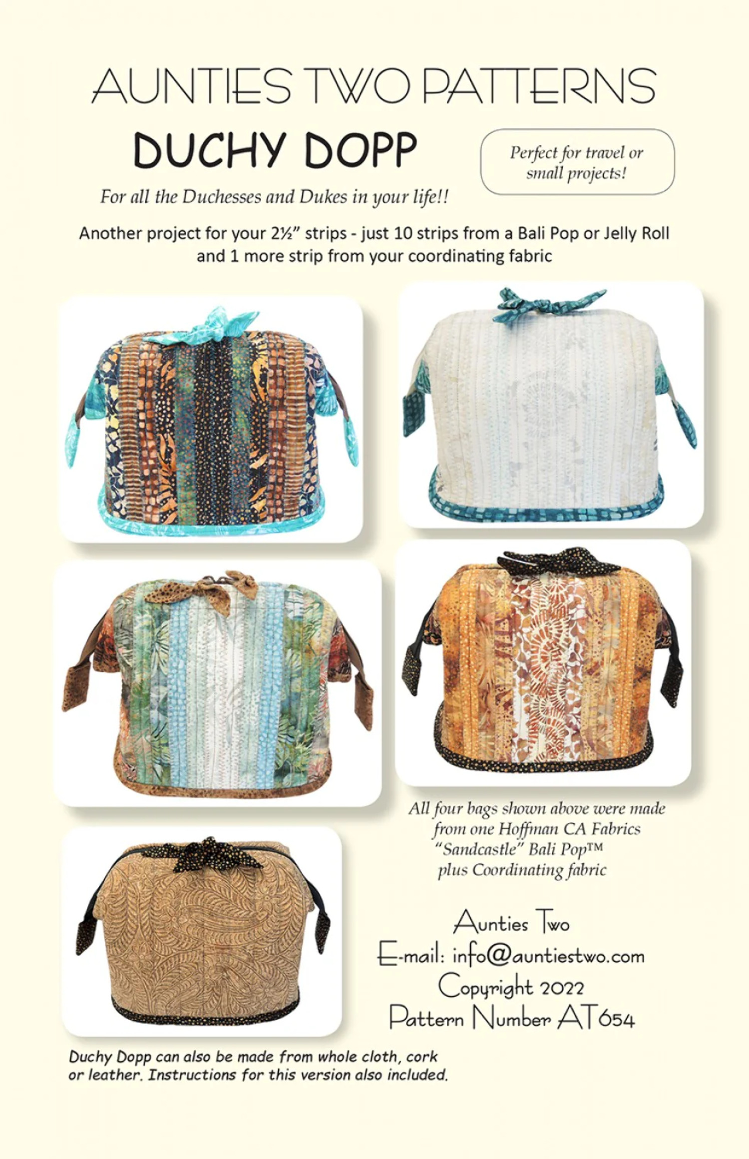 Duchy Dopp Sewing Pattern with Two Bag Stays from Aunties Two - Walmart ...