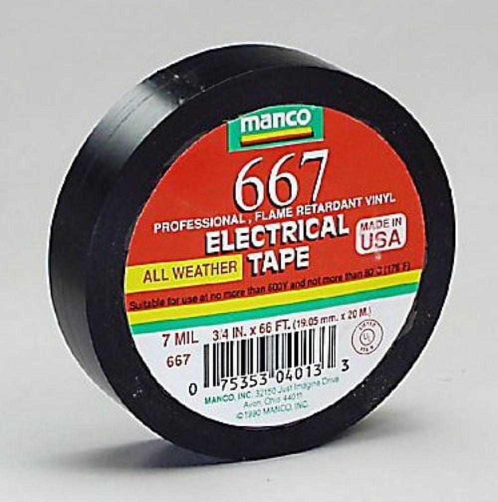 Duck 667 Professional Electrical Tape, 3/4" x 66', Black - Walmart.com