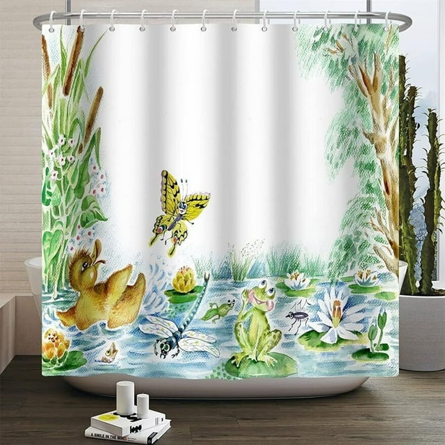 Duck A Licious Cute Cartoon Shower Curtain For A Quackin Good Time In