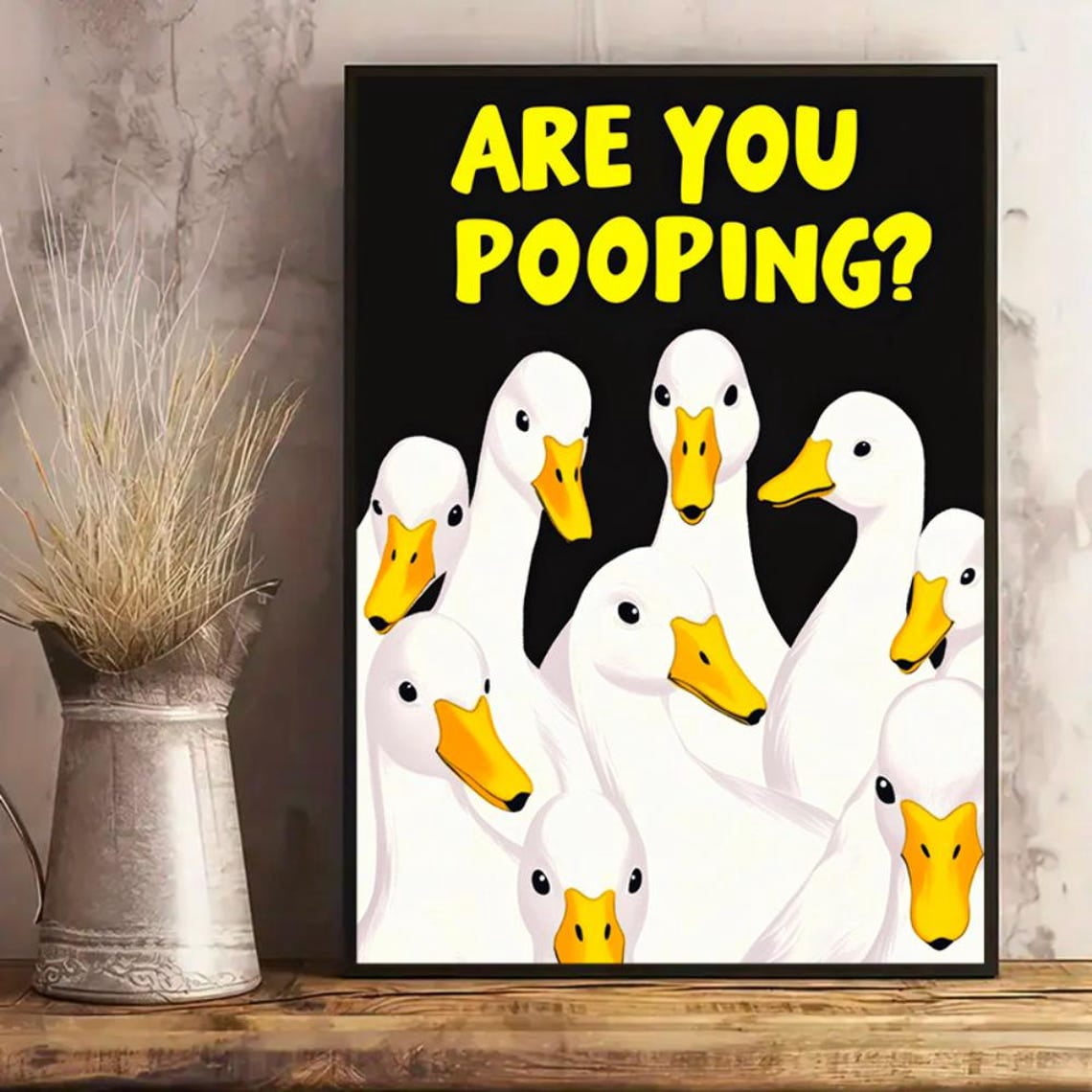 Duck Bathroom Poster, Are You Pooping? Wall Art, Cozy Decor, Cute Him ...