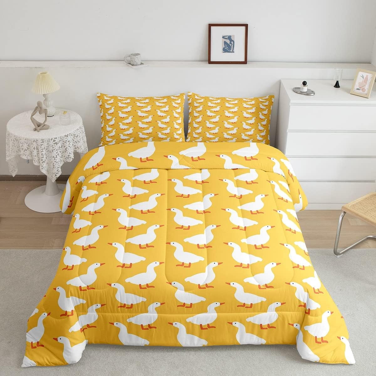 Duck Bedding Set for Kids Boys Girls,Lovely Yellow Duck Comforter Set ...