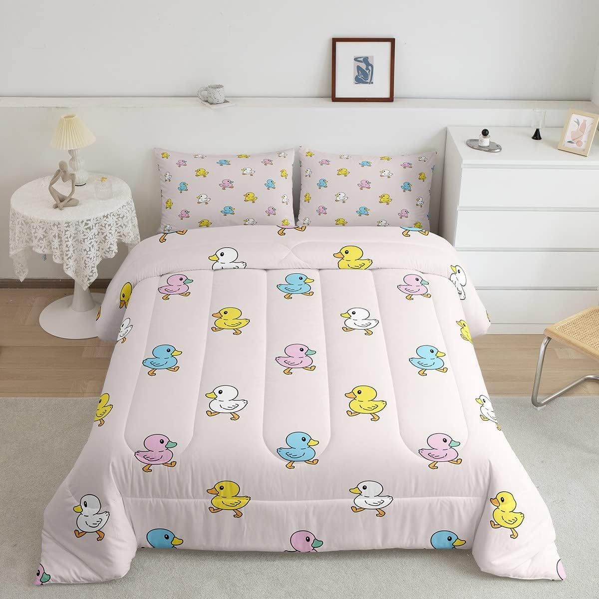 Duck Bedding Set for Kids Boys Girls,Lovely Yellow Duck Comforter Set ...
